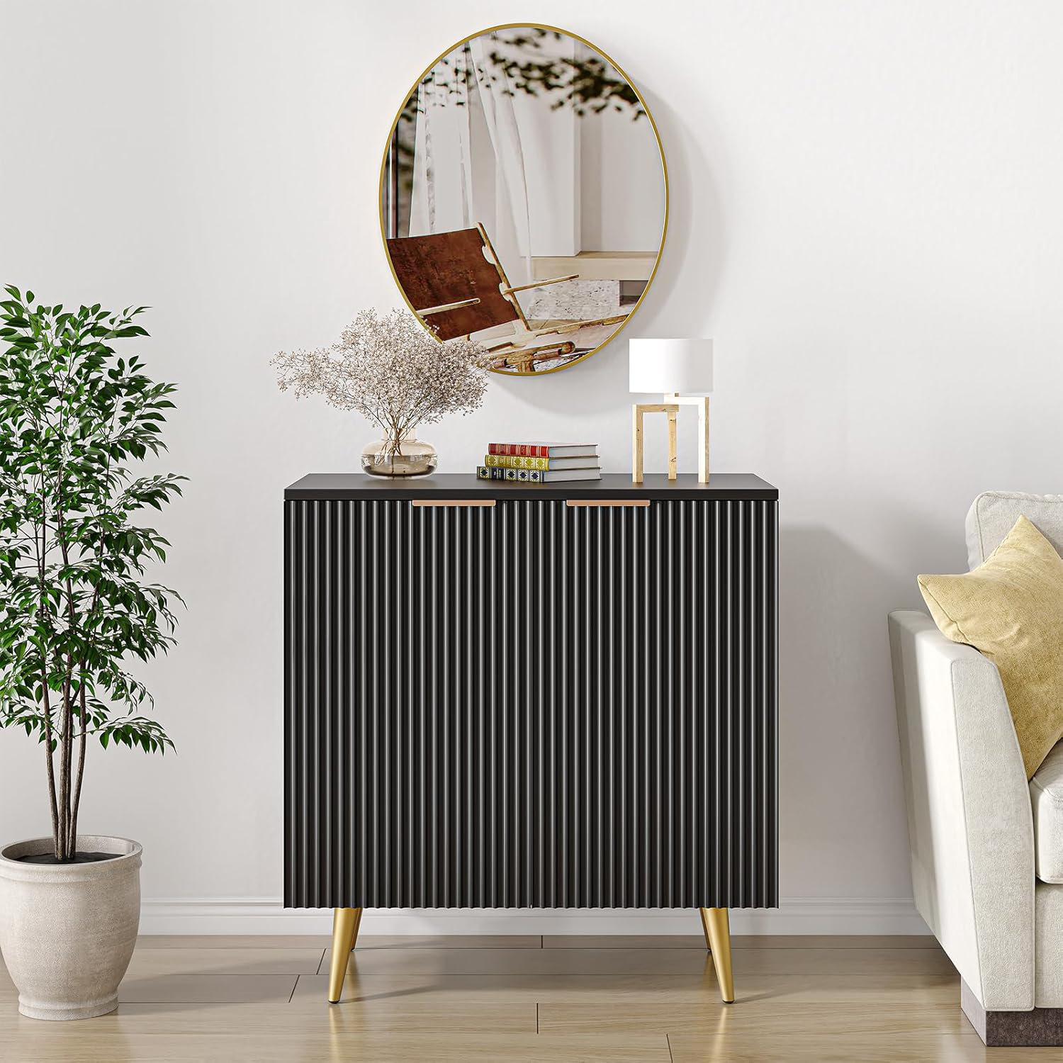 Mercer41 Fluted Credenza Storage Cabinet with Painted Finish | Wayfair