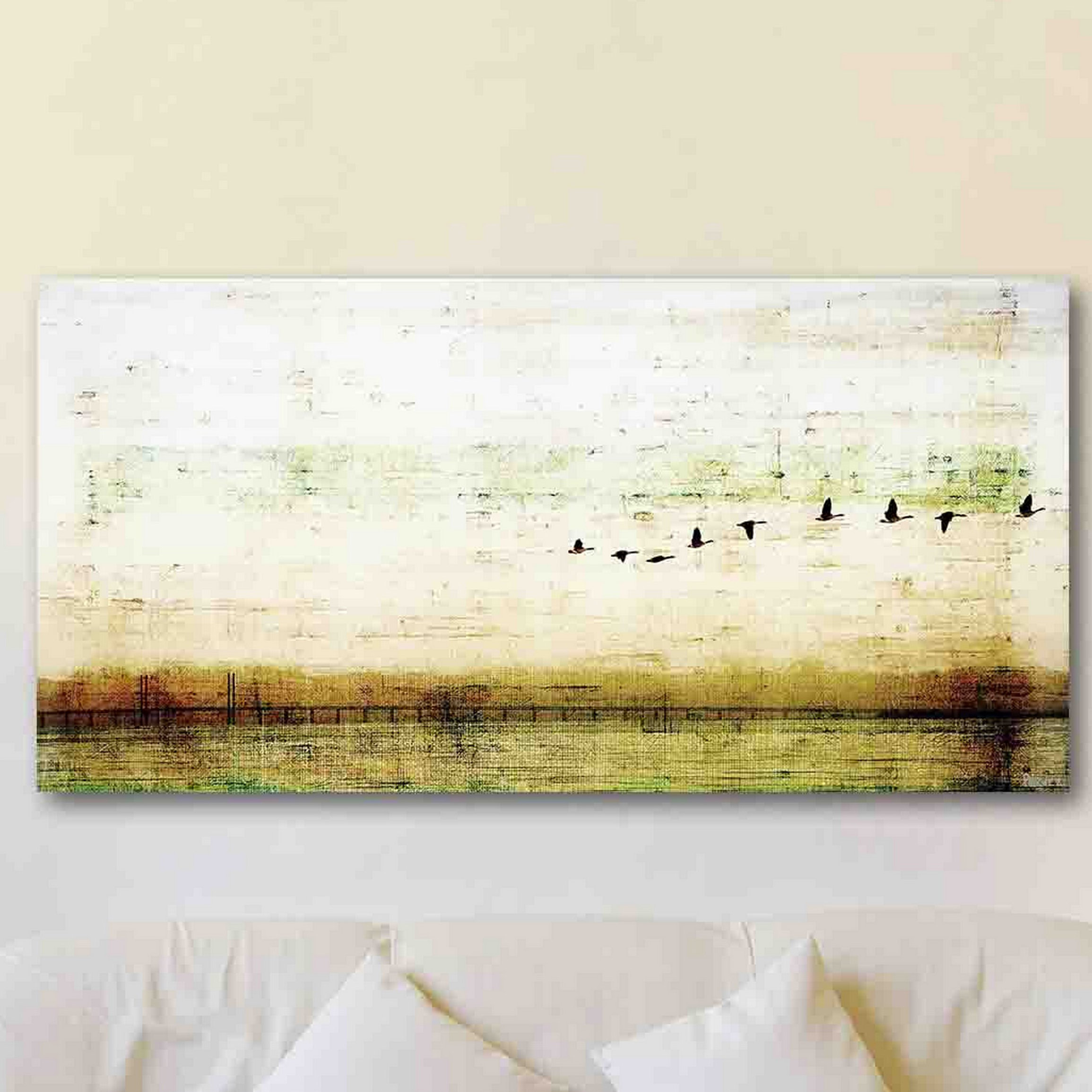 Parvez Taj 'Birds Flying' by Parvez Taj Painting Print on Wrapped ...