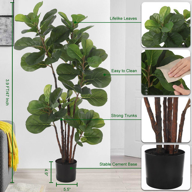 Primrue 48'' Faux Fiddle Leaf Fig Tree in Pot & Reviews | Wayfair