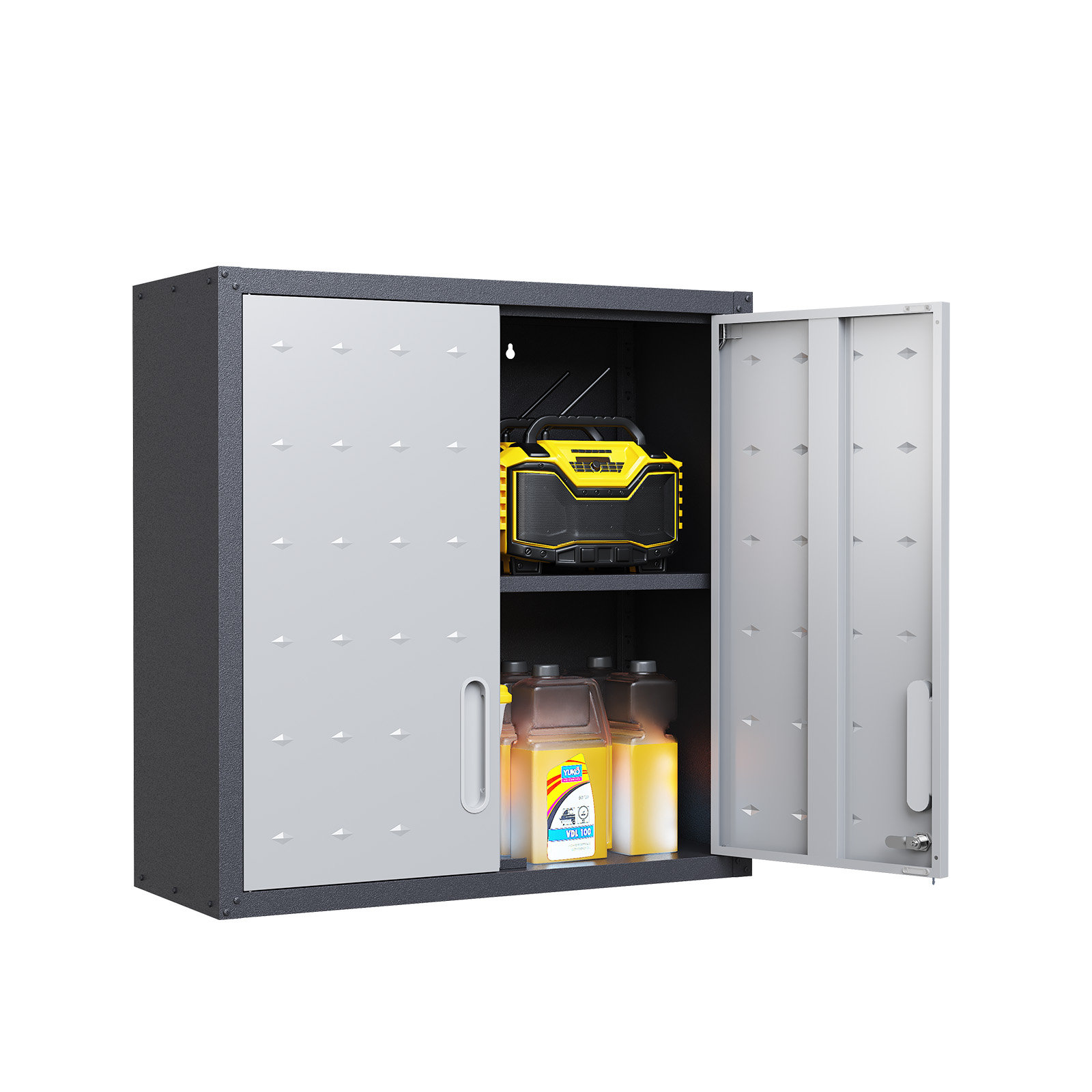 WFX Utility™ Sturdy Metal Wall Cabinet - Black and Grey, Kitchen ...