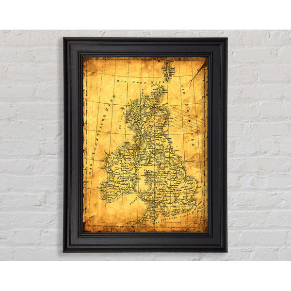 Williston Forge Vintage UK Map - Single Picture Frame Art Prints ...