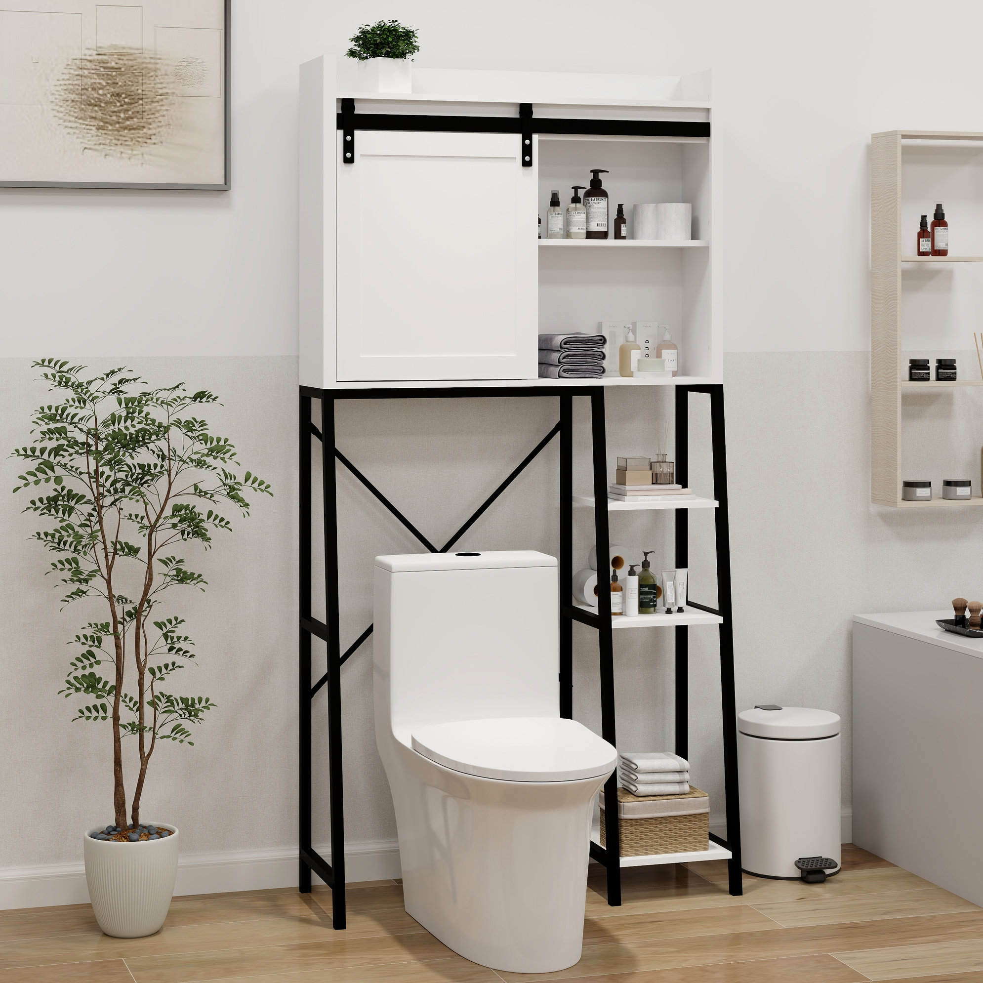 Banior White Bathroom Over Toilet Storage. Organize Your Essentials ...