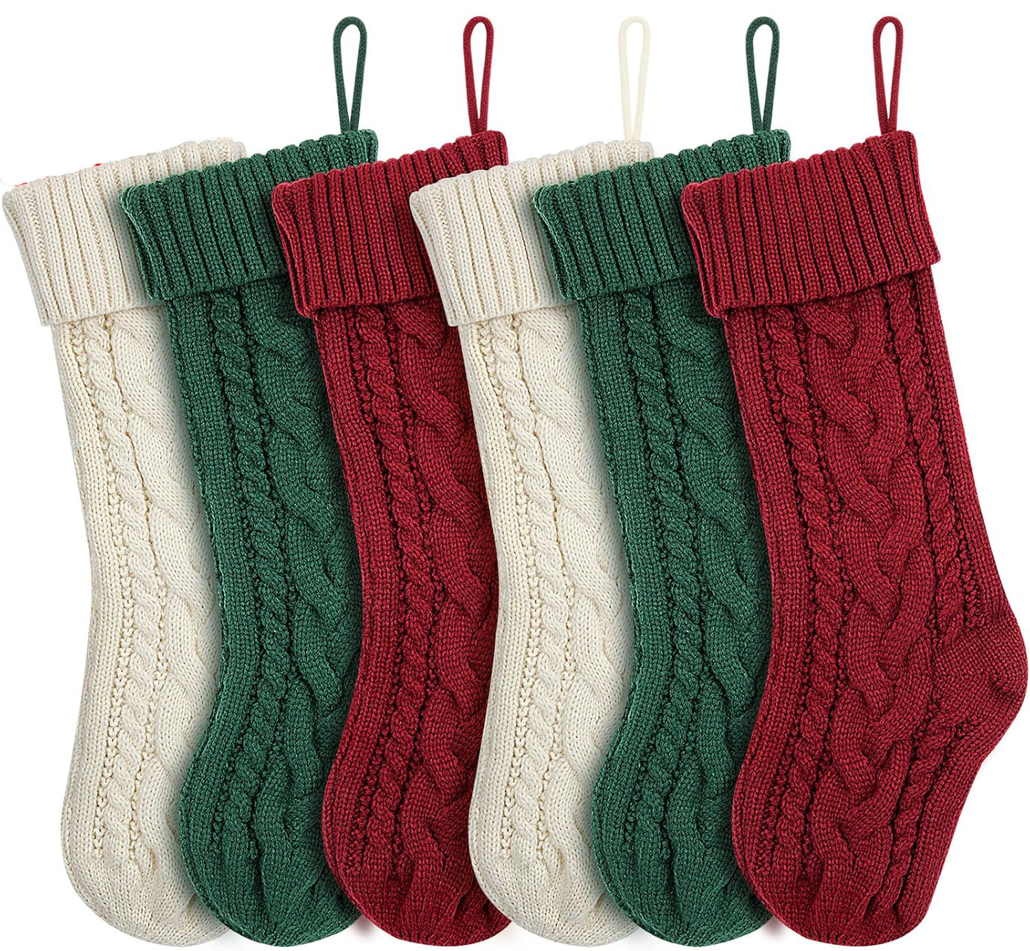 Suploo 6 Pack 18 Inches Knit Christmas Stockings Xmas Hanging Stockings ...