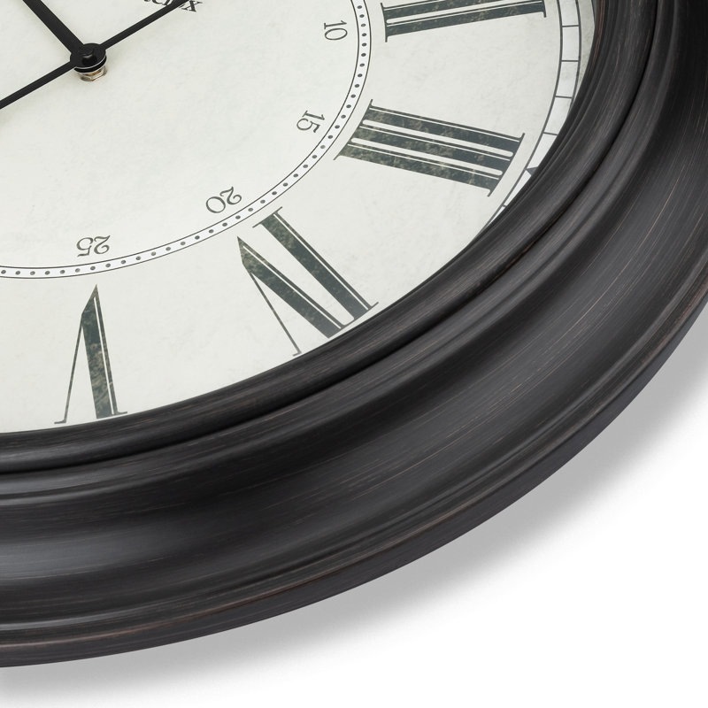 Winston Porter Round Extra Large Vintage Black Analog QA Wall Clock ...