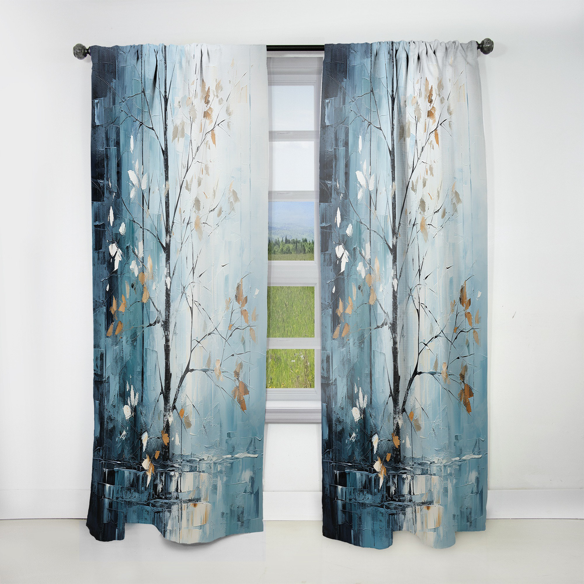 Design Art Moonlit Maple Minimalism Leaves - Leaves Curtain - Room ...