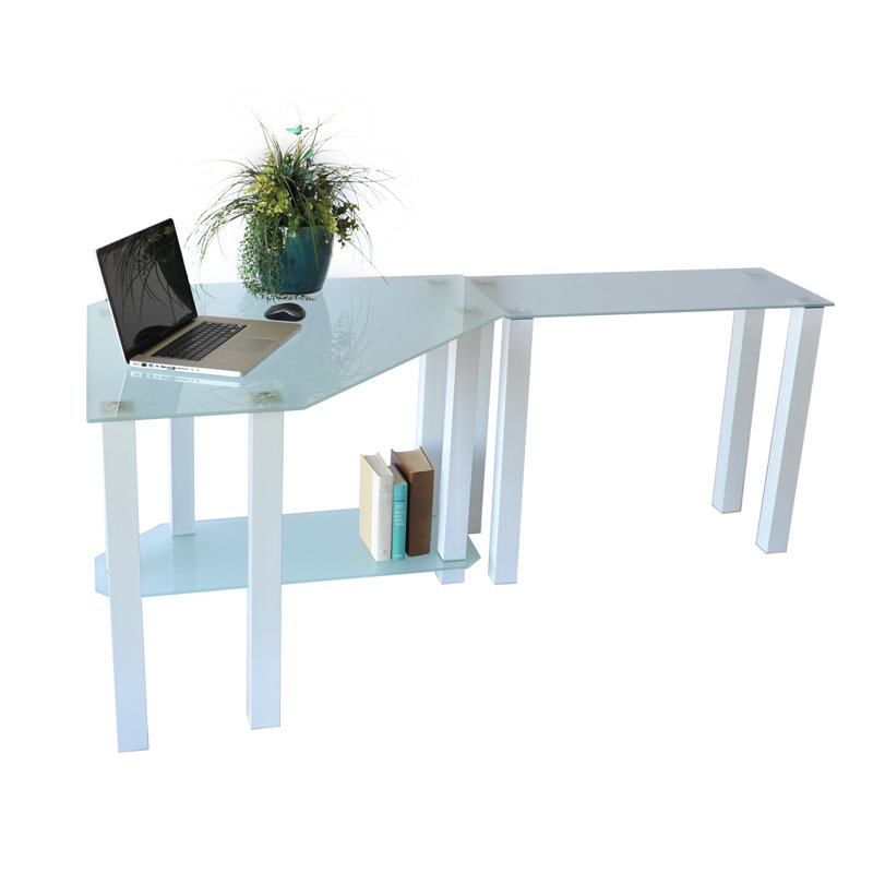 Ebern Designs Cerritos Reversible Glass Corner Desk | Wayfair