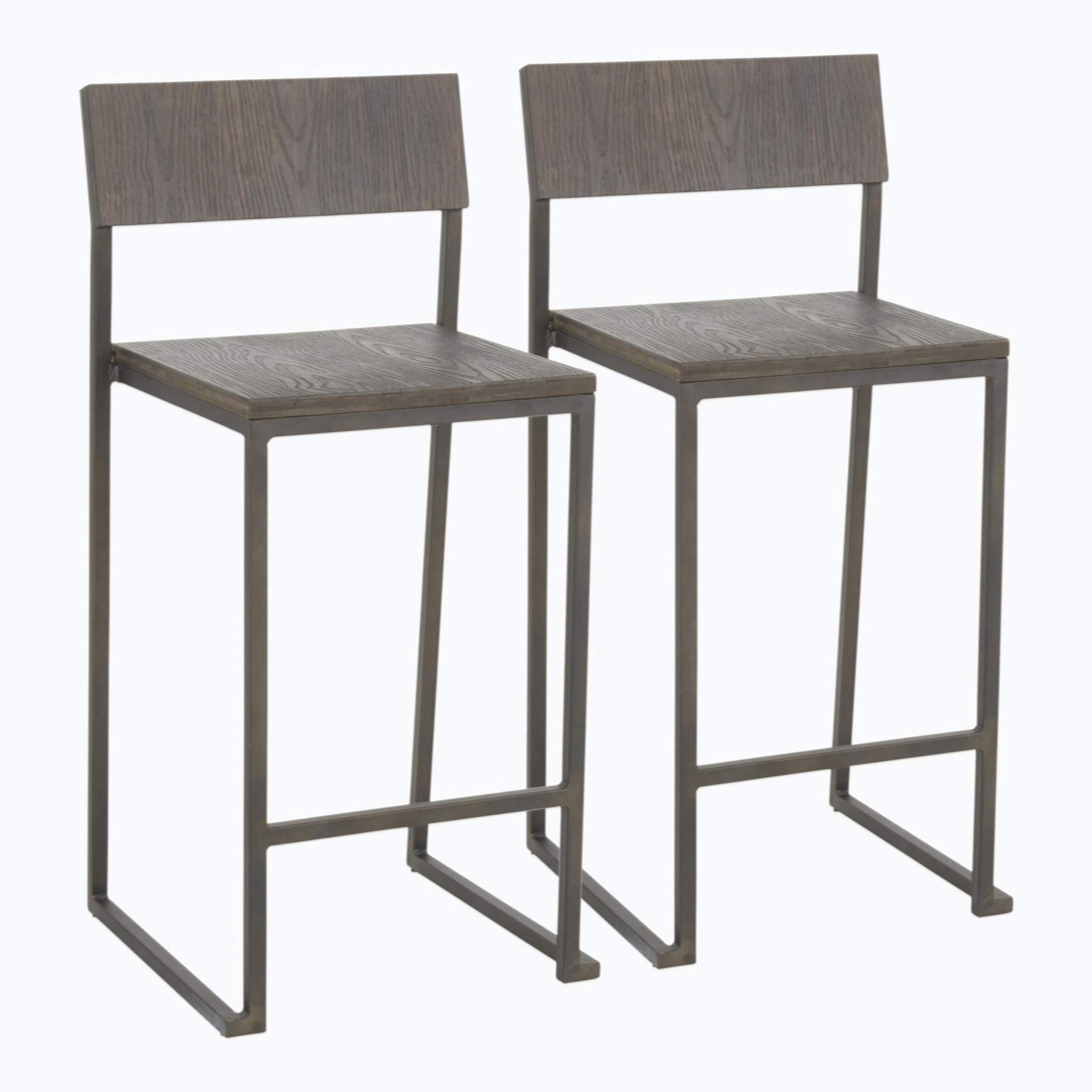 Wenty Industrial Counter Stool In Antique Metal And Espresso Wood ...