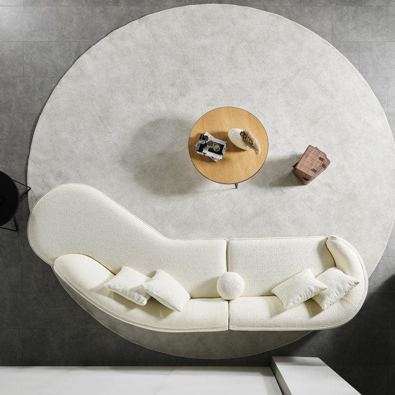 Wade Logan® 133" Japandi Style Luxury Modern Boucle Fabric Curvy ...