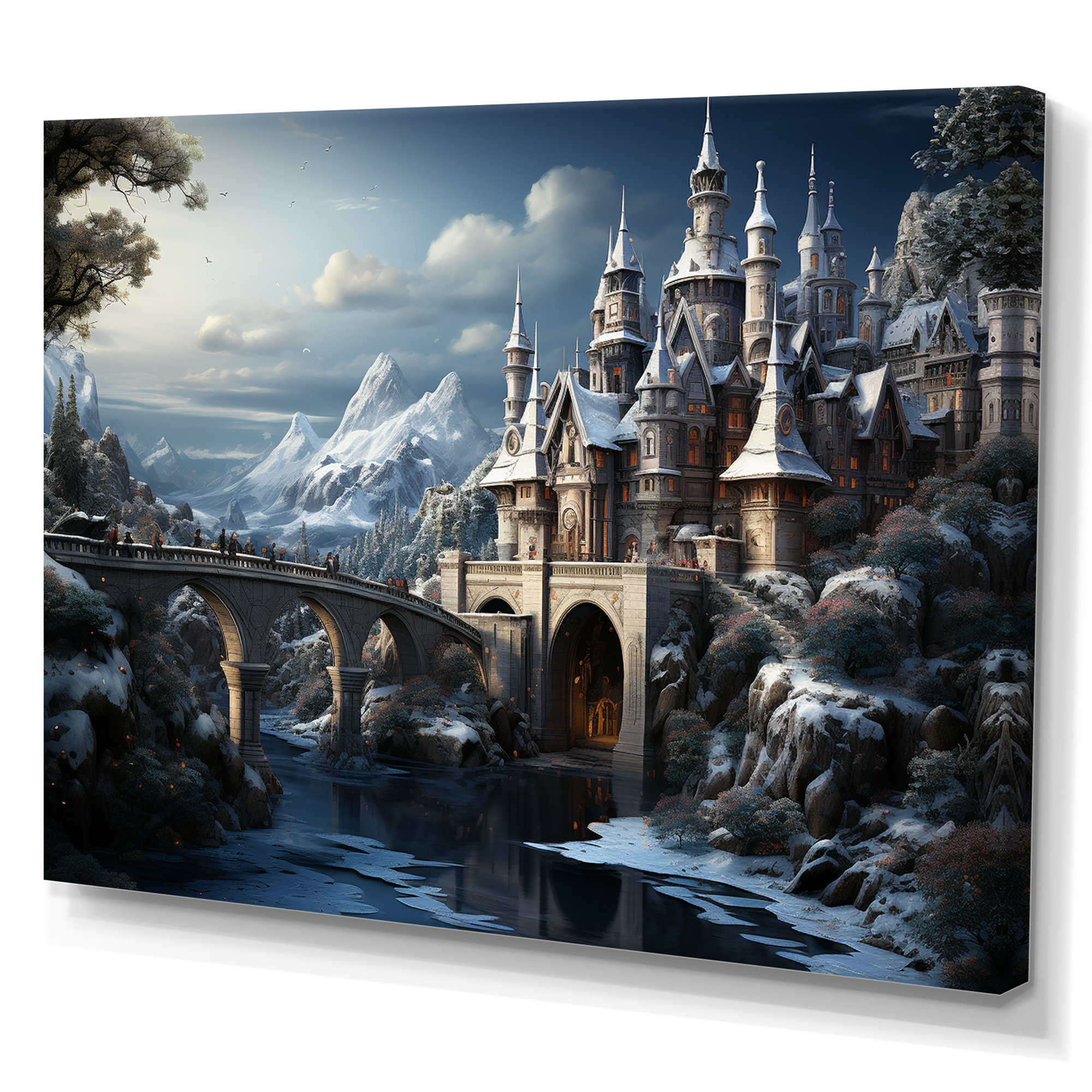 Red Barrel Studio® Winter Castle Framed On Canvas Print | Wayfair