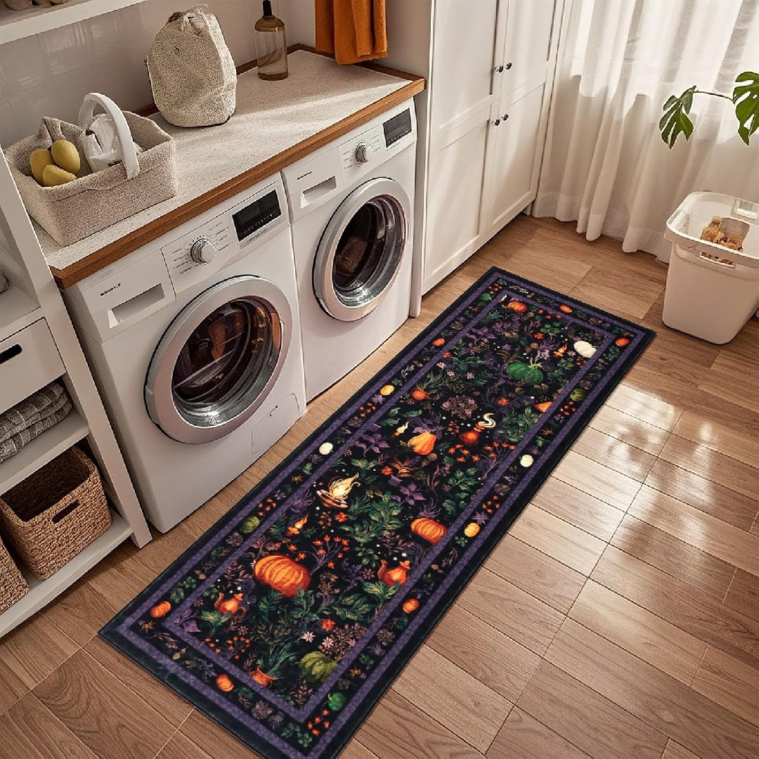 Ophelia & Co. Pumpkins Fall Kitchen Rugs For Bedroom Entryway Laundry ...