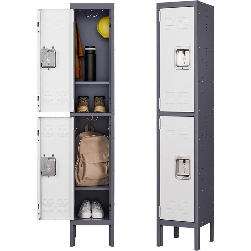 17 Stories Double Tier Metal Lockers with 2 Doors, Tall Cabinets with ...