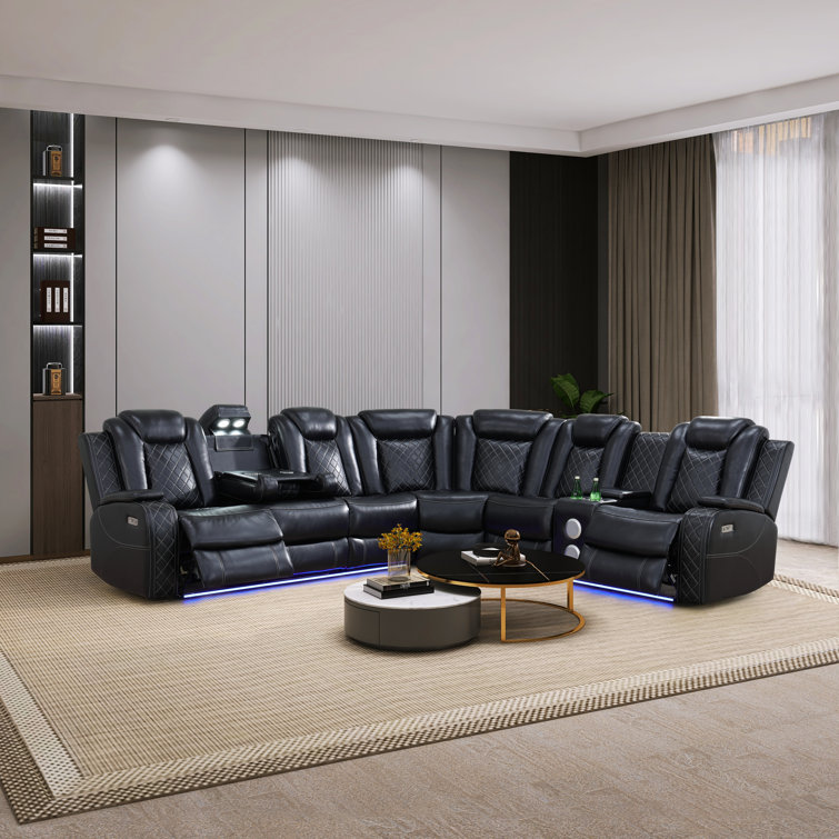 Orren Ellis Jekari 3 - Piece Faux Leather Reclining Sectional & Reviews ...