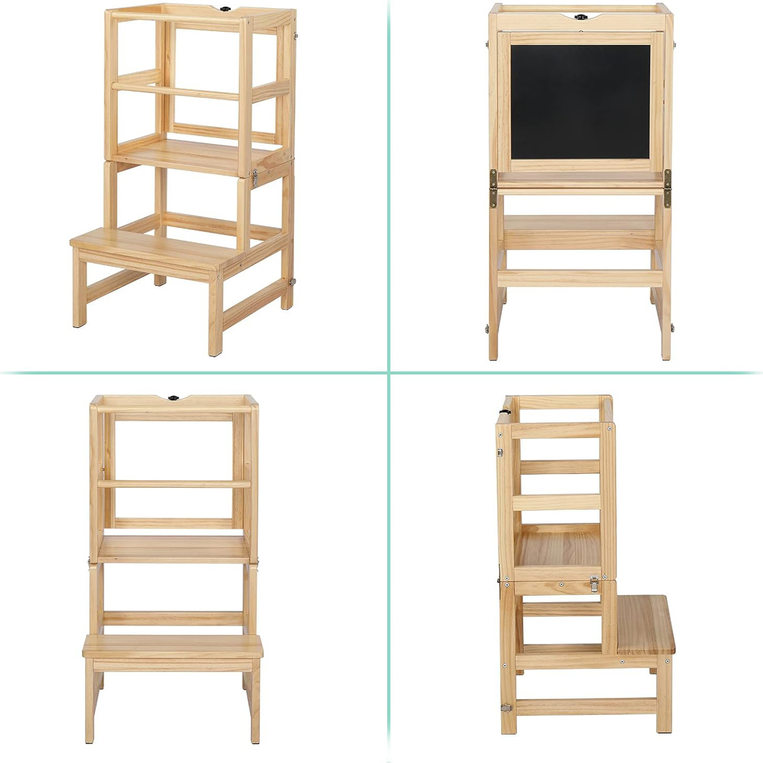 Winado Kids Standing Tower With Safety Rail Chalkboard Learning Step ...