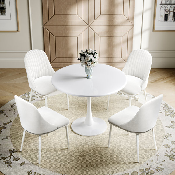 Westco Furniture 3 Piece Round Metal Dining Table Set, Modern Small ...
