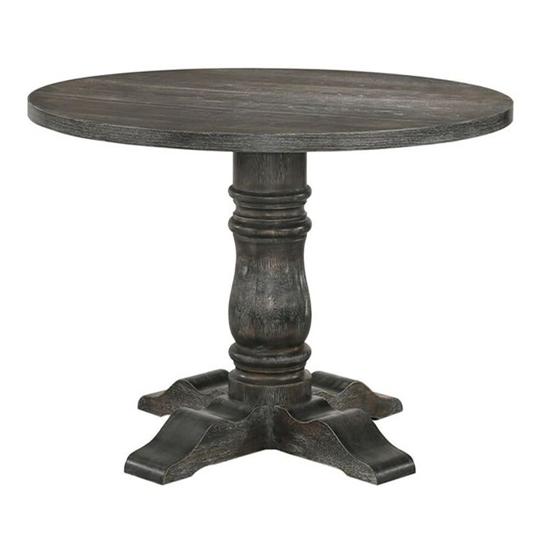 Plethoria Capwell Weathered Grey Round Dining Table - Wayfair Canada
