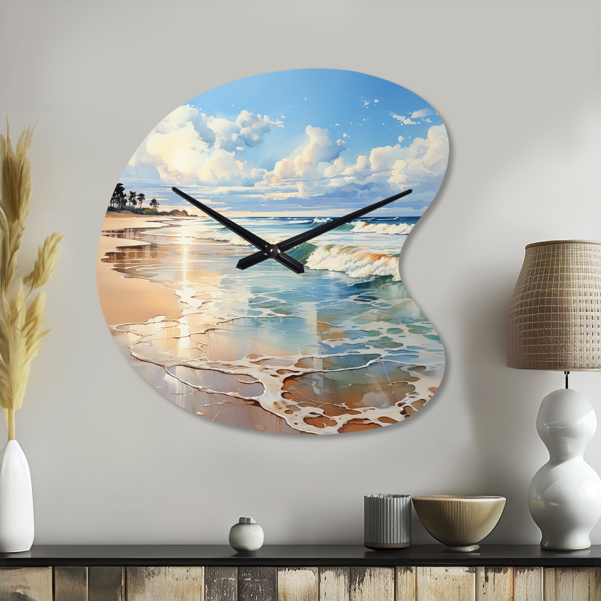 Design Art Beach Photo Seaside Reflections V - Drop Shape Large Teal ...