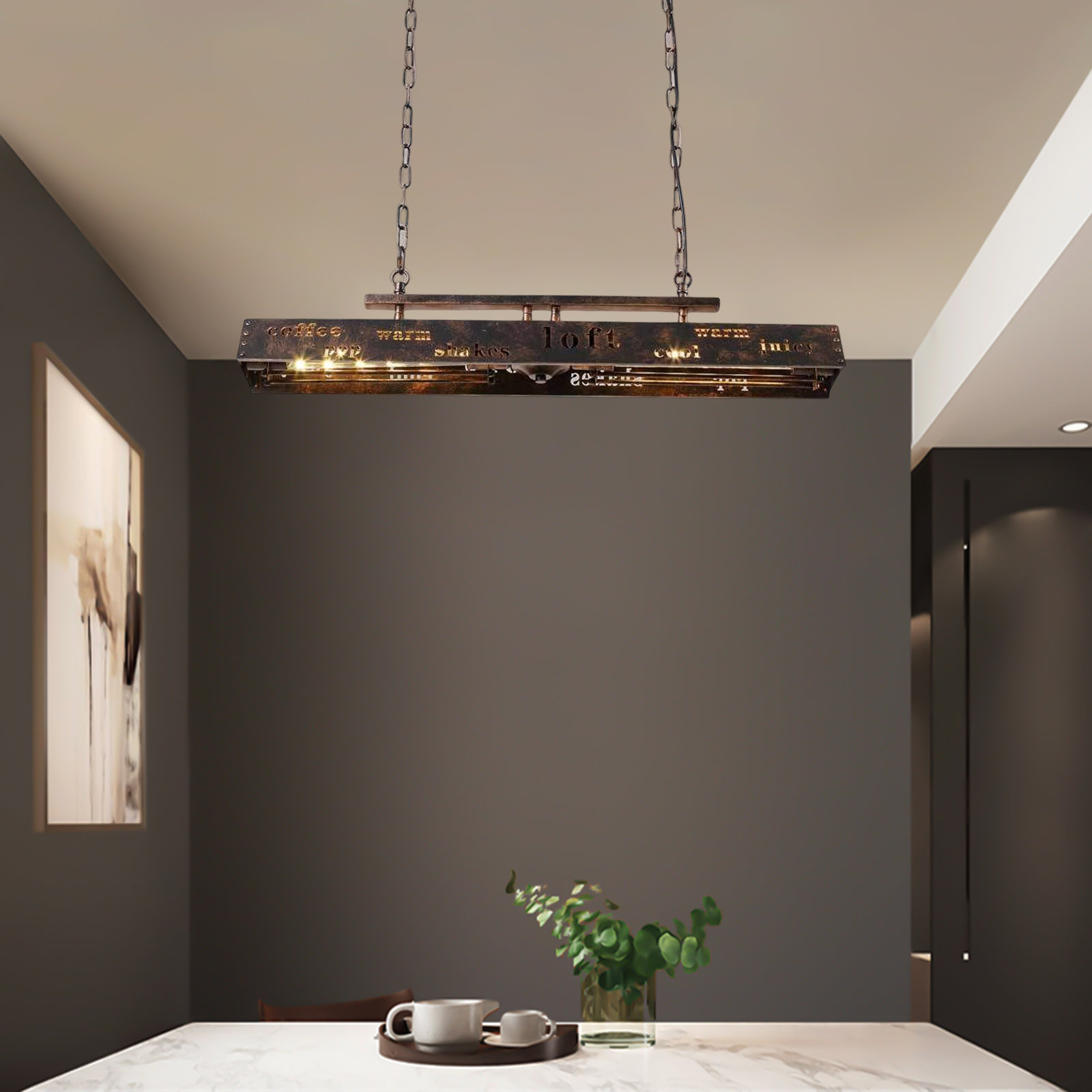 Williston Forge Rustic Metal Rectangle Pendant Light(2 Heads) | Wayfair