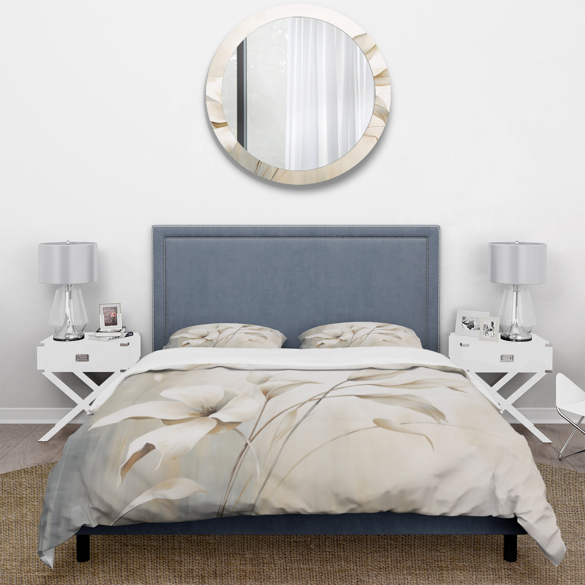 Design Art White Botanical Elegance III BeddingMicrofiber / Polyester ...