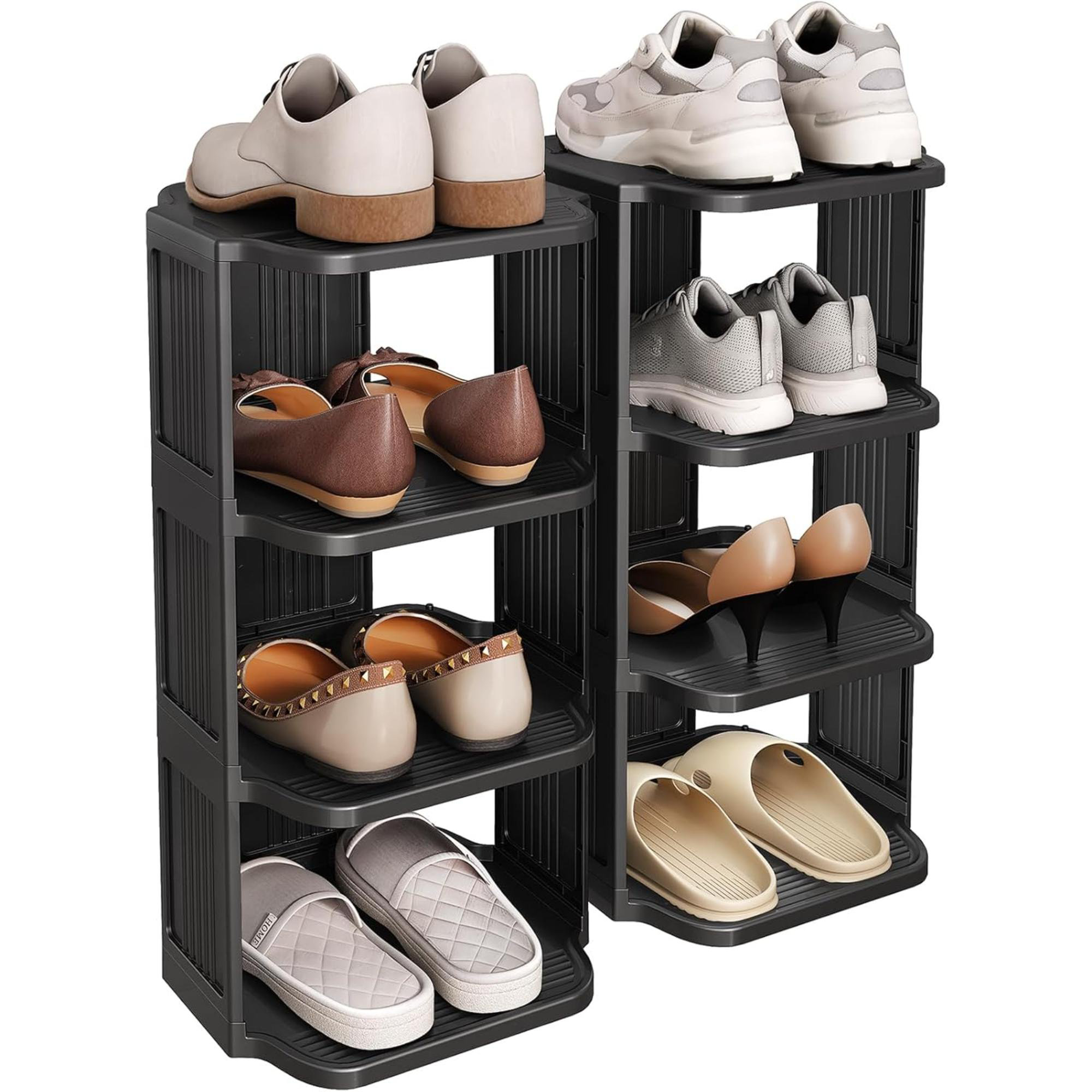 Latitude Run® Small Shoe Rack, 8 Tiers Stackable Shoe Rack For Closet ...