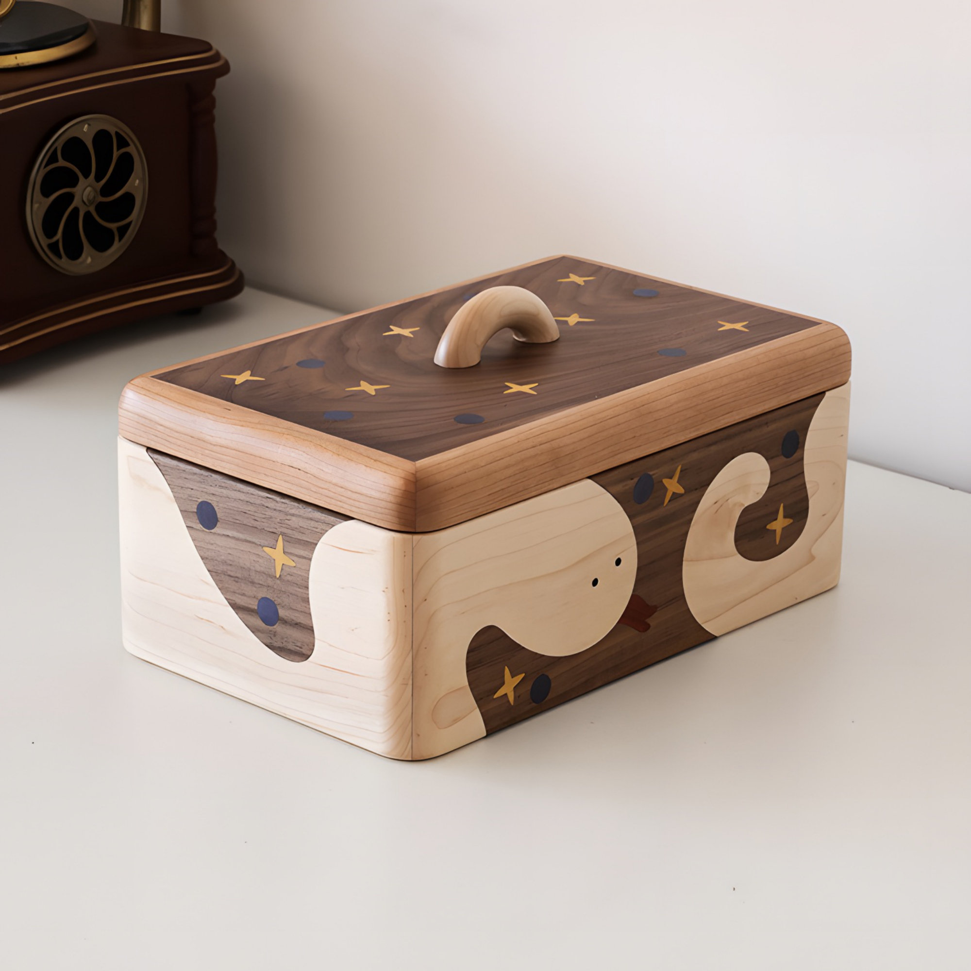 Latitude Run® Snakes Come To Operate Solid Wood Storage Box, Walnut ...