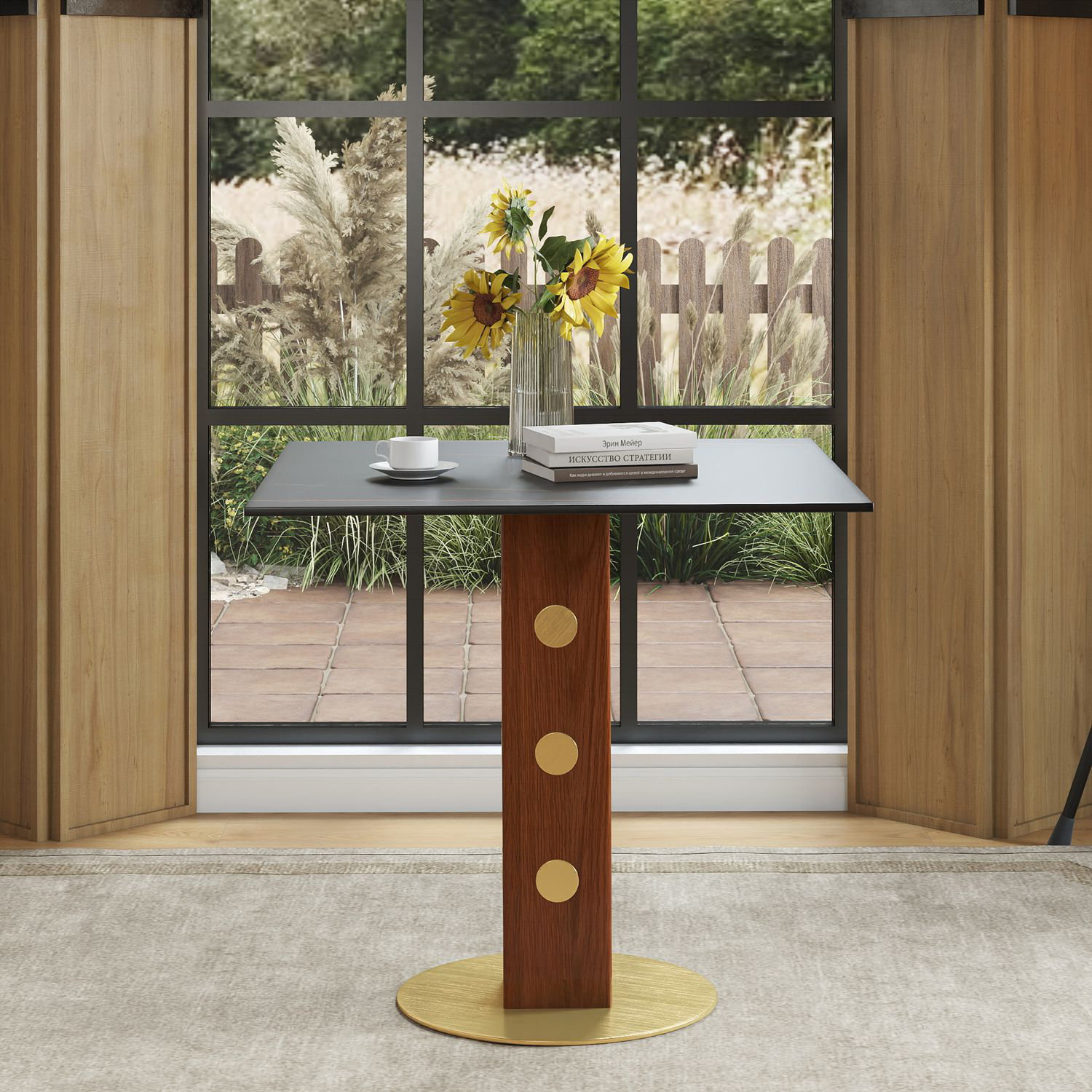 Mercer41 Modern Square Dining Table, 33.5" Table with Wooden Leg & Base ...