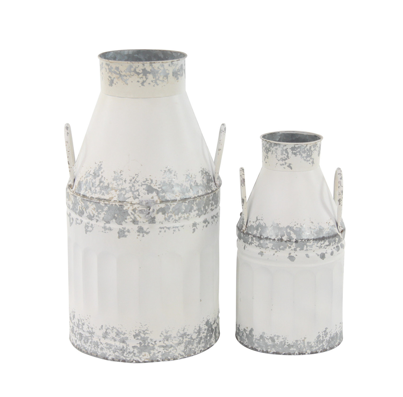 Gracie Oaks Premo Farmhouse Round 2 Piece Milk Can Set & Reviews | Wayfair