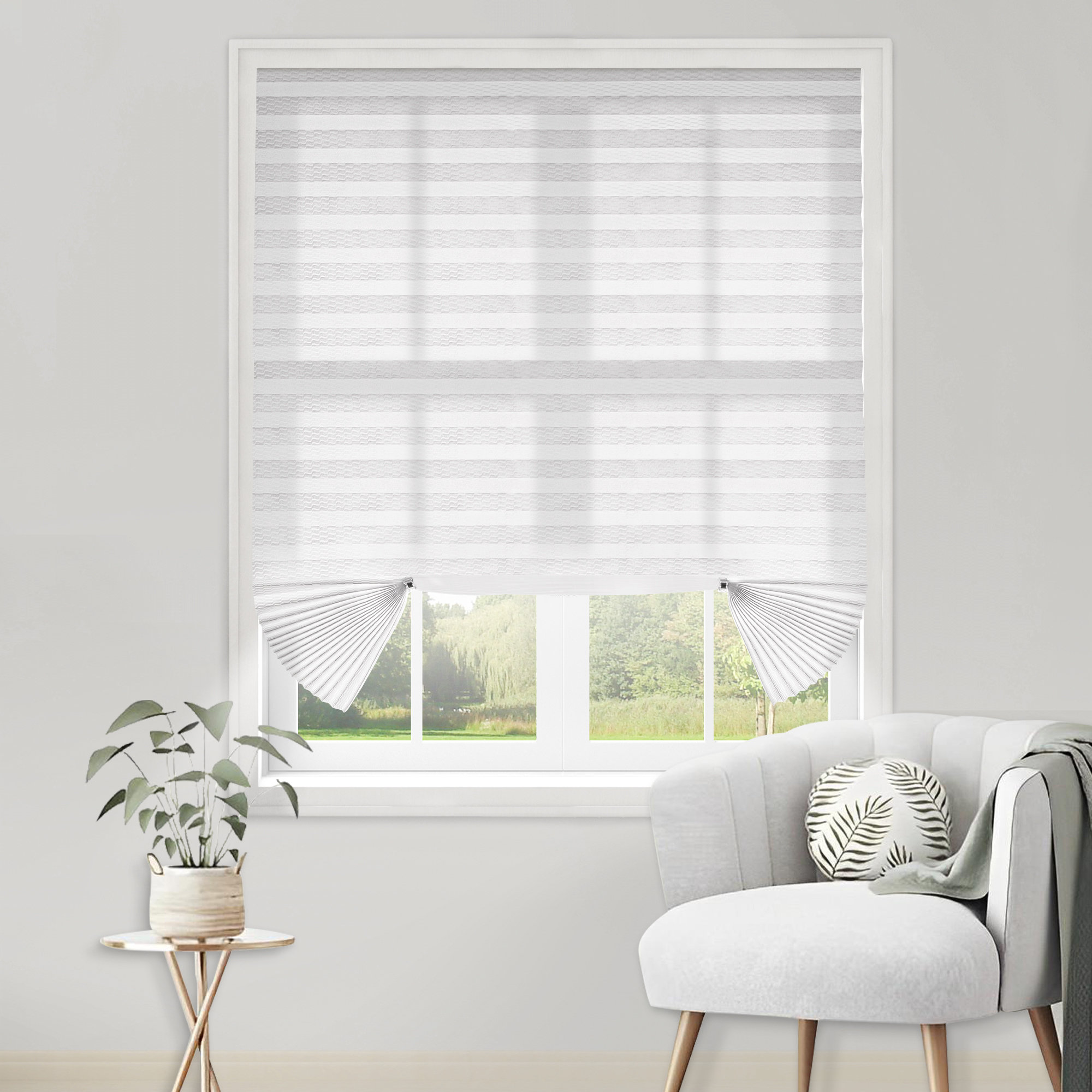 Symple Stuff White Blinds With Embossed Design Temporary Pleated Window ...