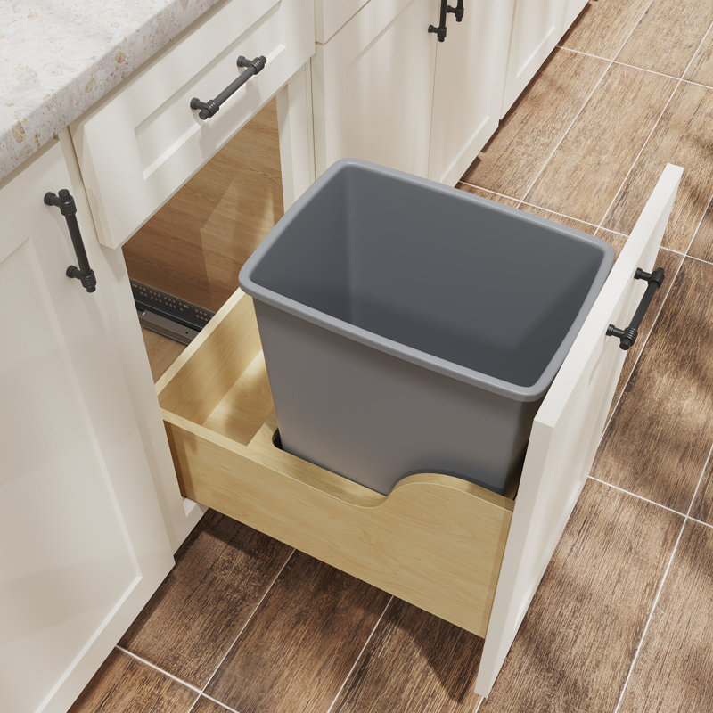 HomLux Wood Pull Out Waste Container with Soft Close & Reviews | Wayfair