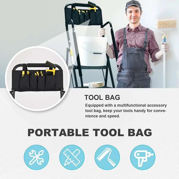 WFX Utility™ 3 Step Ladder with Handrails, Folding Step Stool with ...