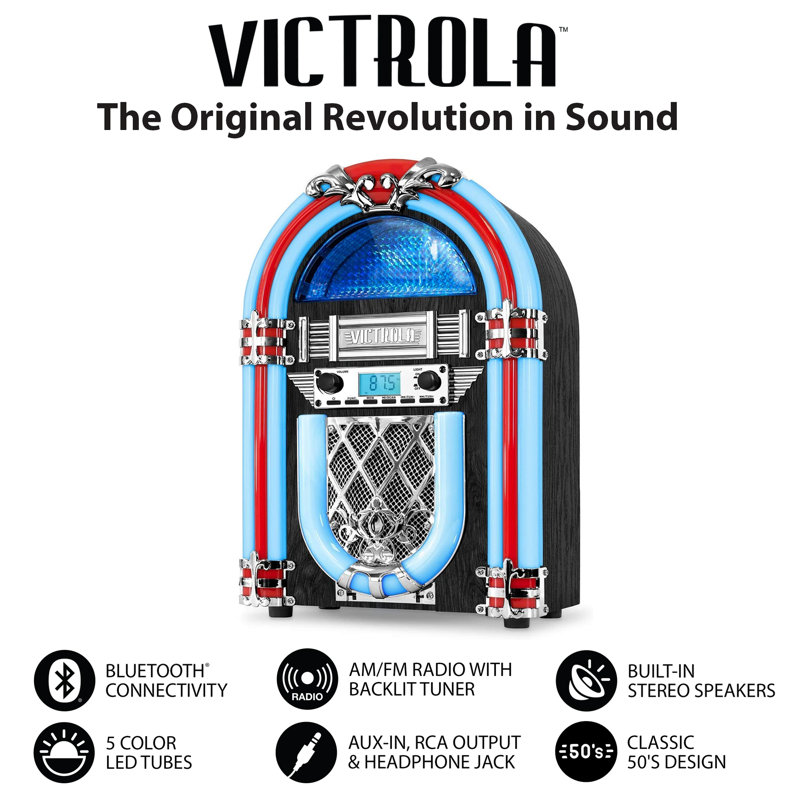 Victrola Nostalgic Wood Countertop Jukebox with Built-in Bluetooth ...