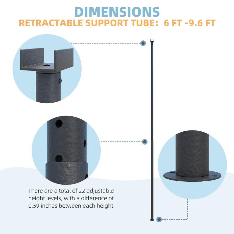 AECOJOY Universal Support Post Enhanced Stability For Lean-To Gazebos ...