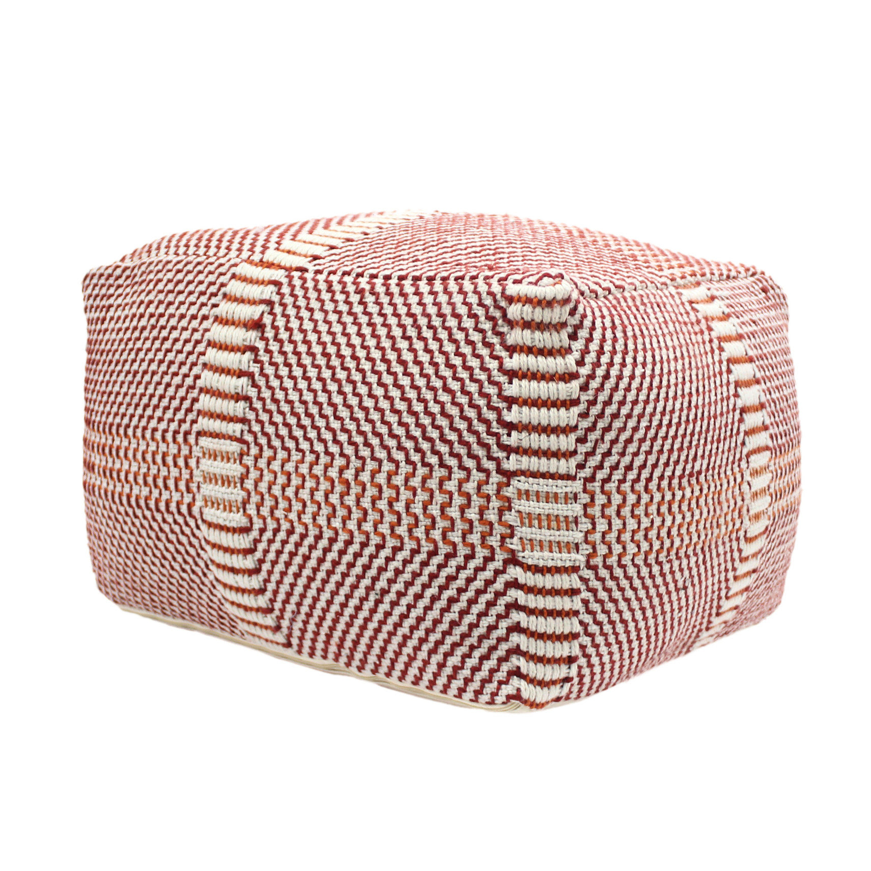 Dakota Fields Orange And Red Multi Water Handmade Pouf - , 26x26x16.5 ...