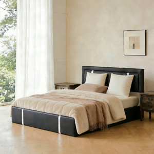 Wrought Studio™ Full Size Bed Frame With Adjustable LED Lights ...