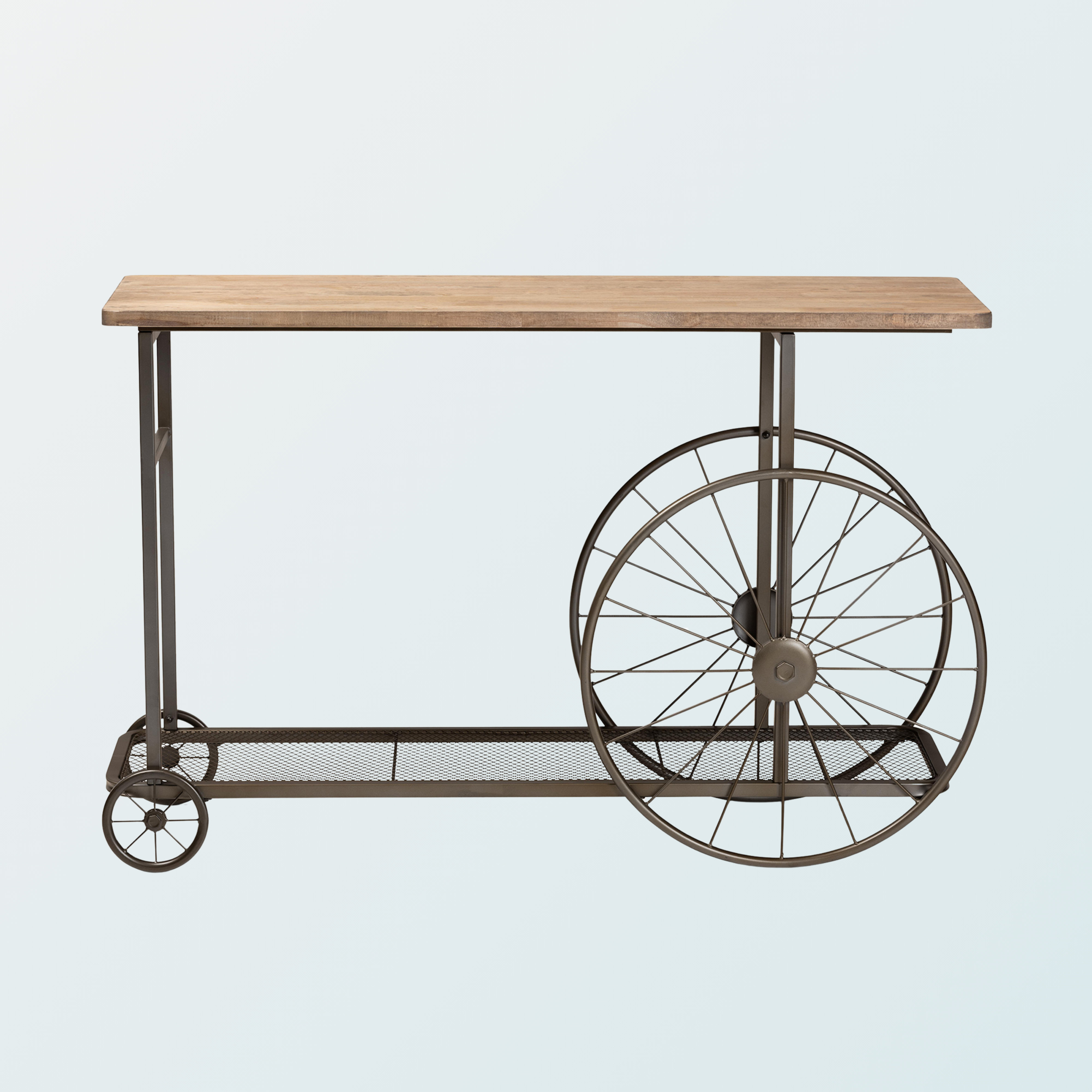 17 Stories Holden Console Table With Natural Finished Wood and Black ...