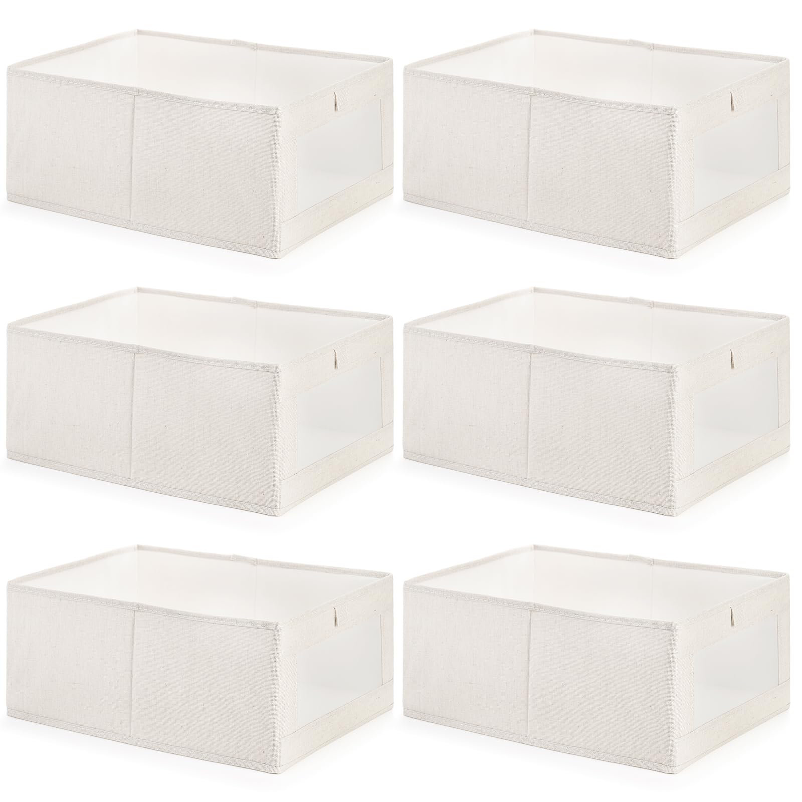 Latitude Run® 6 Pack Linen Storage Bins With Clear Window, Collapsible ...