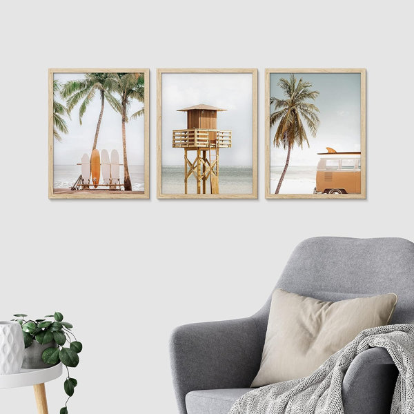 IDEA4WALL Coastal Beach IDEA4WALL Framed Poster Bathroom Decor Wall Art ...