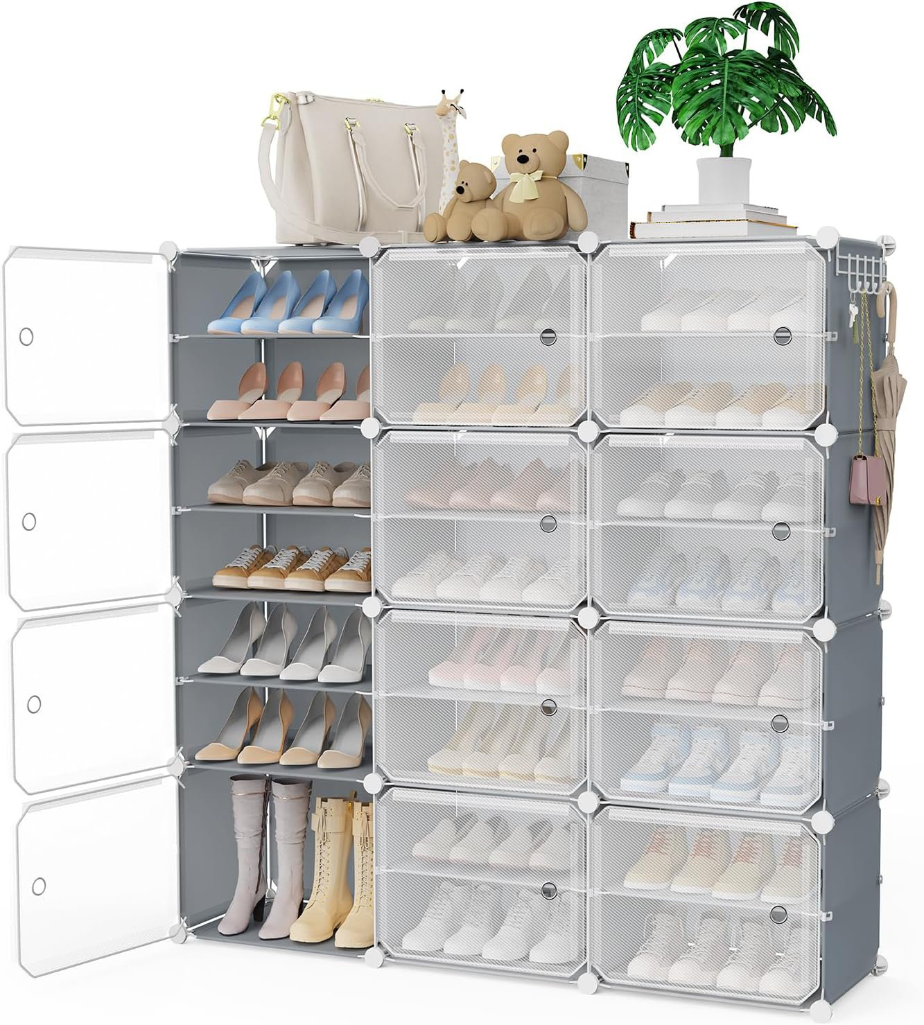 Rebrilliant Portable Shoe Rack Organizer With Covers 48-Pair Shoe ...