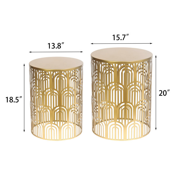 Mercer41 Set Of 2 Hollow-Carved Round Metal End Tables "& Reviews ...