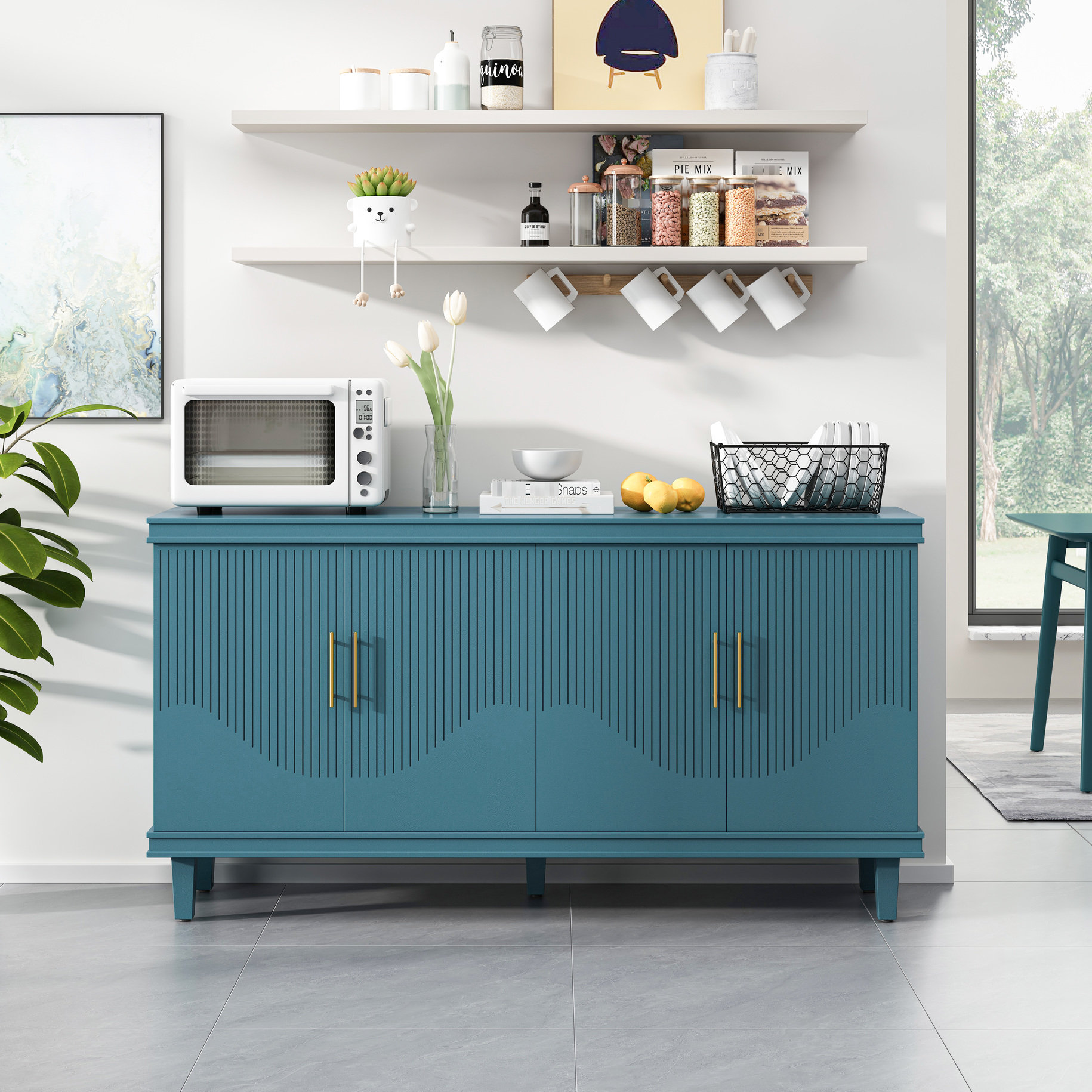 George Oliver Cabinet With 4 Doors. & Solid Wood. Ample Storage Double ...