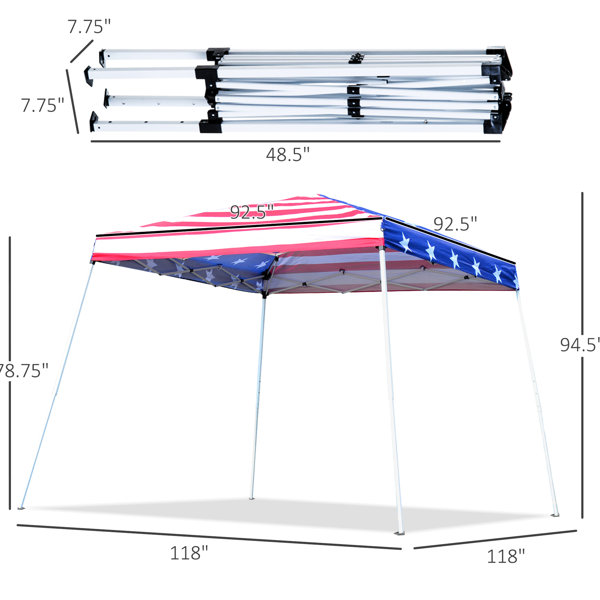 Latitude Run® Canopy Tent With American Flag Ornamental Element Roof ...