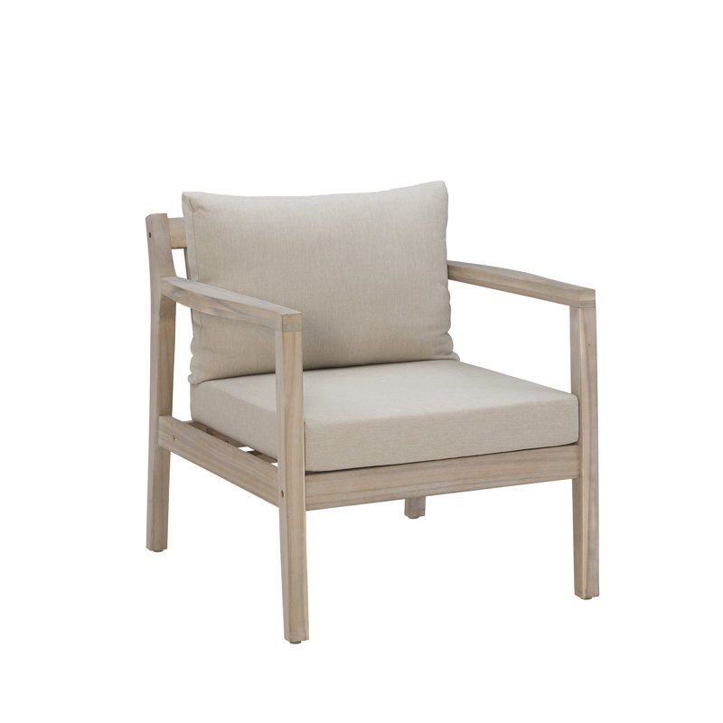 Joss & Main Amina Outdoor Solid Wood Acacia Chair with Cushions ...
