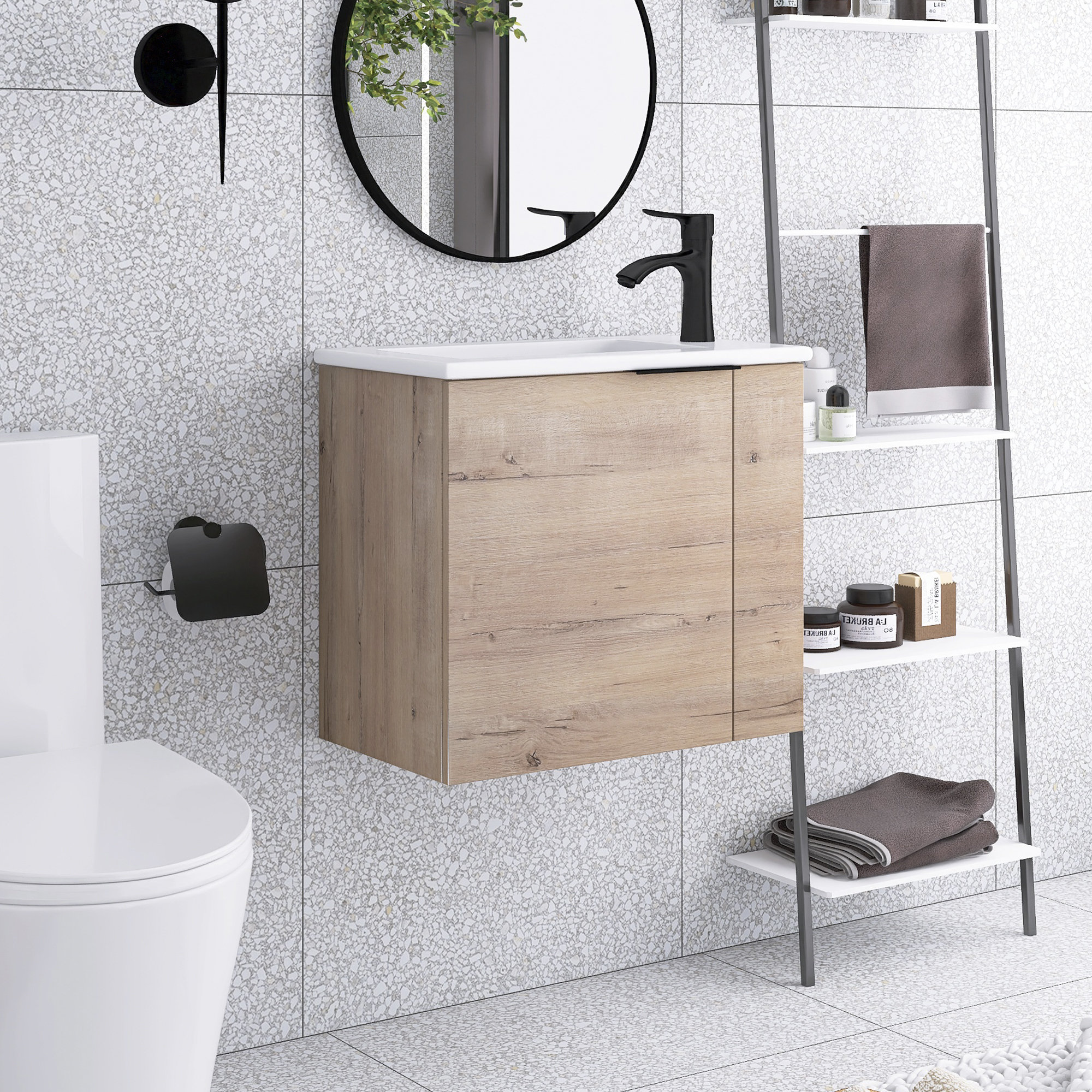 Wrought Studio™ 22" Floating Small Bathroom Vanity Set With Ceramic ...