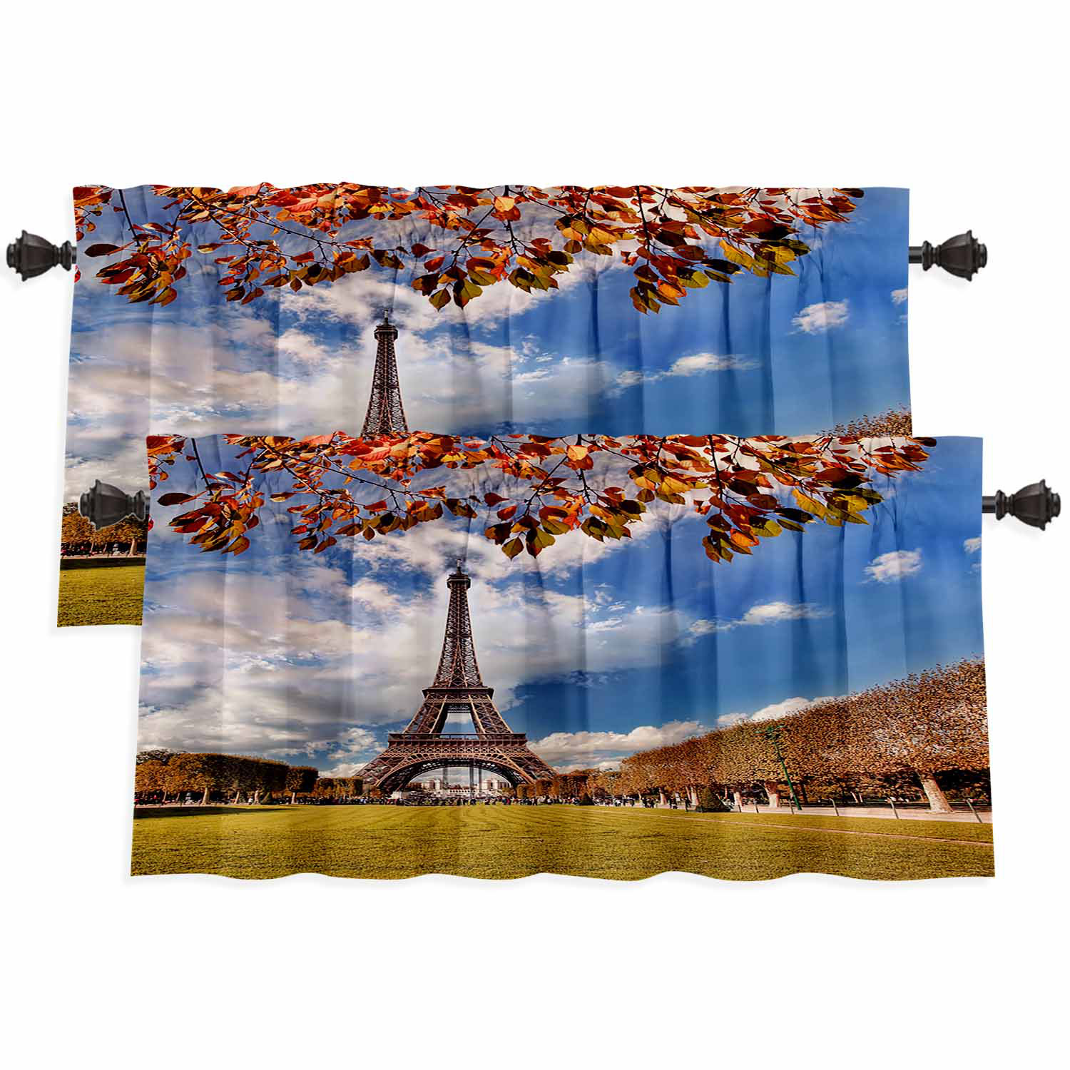 Ophelia & Co. Orange 52"W Eiffel Tower with Autumn Leaves Paris Window ...