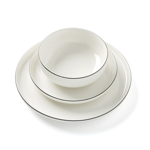 Oneida 24 Seven Black Rim 12-Piece Dinnerware Set & Reviews | Wayfair