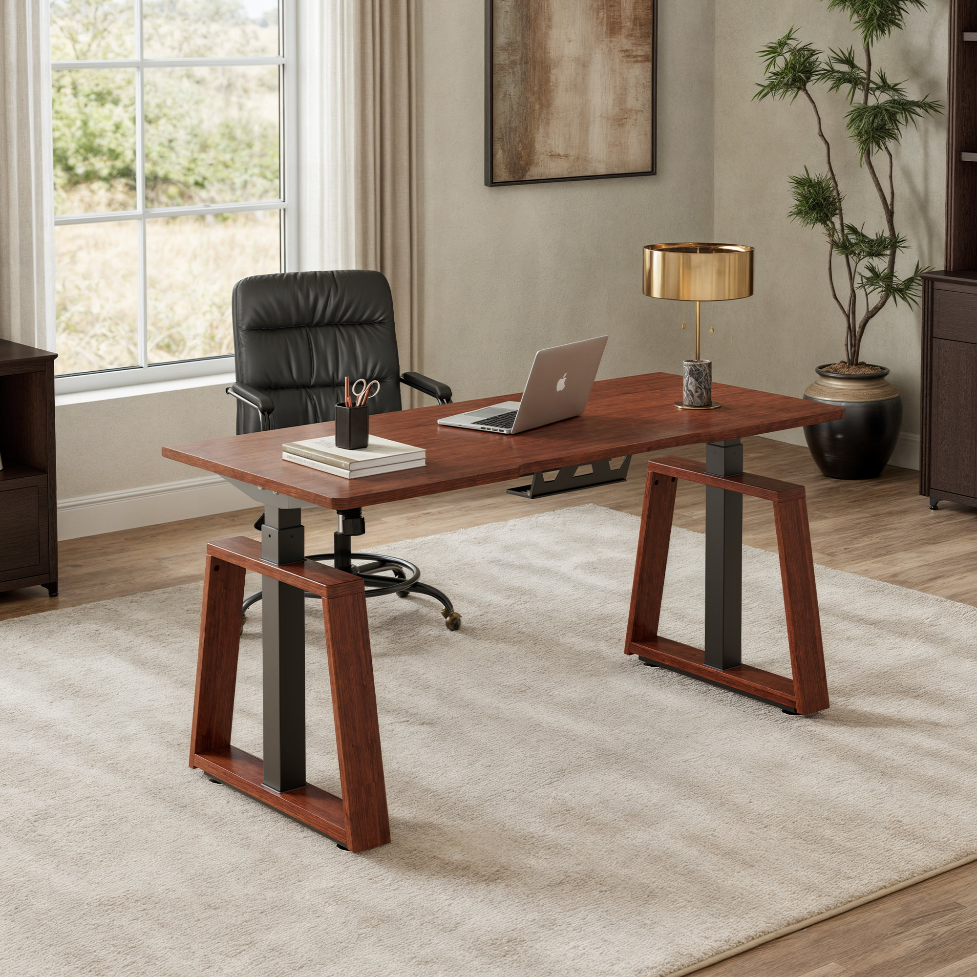 Latitude Run® Modern 63 Inch Standing Executive Adjustable Desk | Wayfair