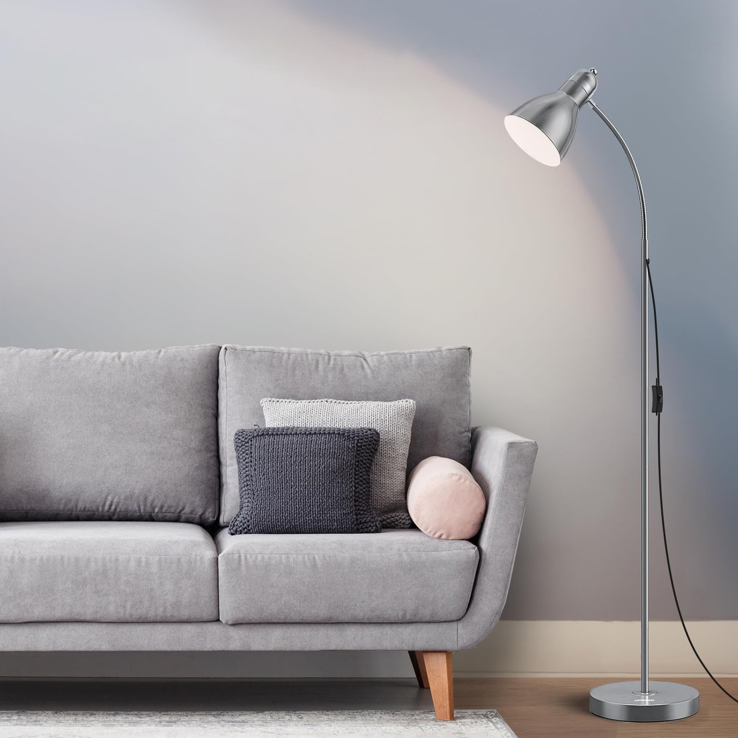 Latitude Run® Metal Standing Lamp With Adjustable Gooseneck, Heavy ...