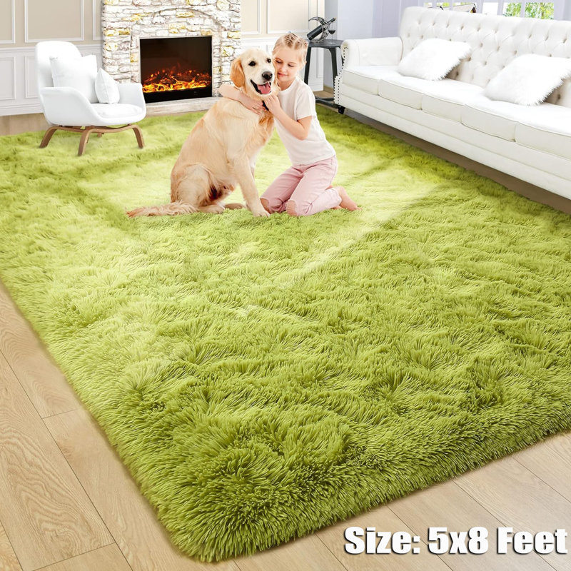 Mercer41 Fluffy Green Rugs for Bedroom 5x8 Feet | Wayfair