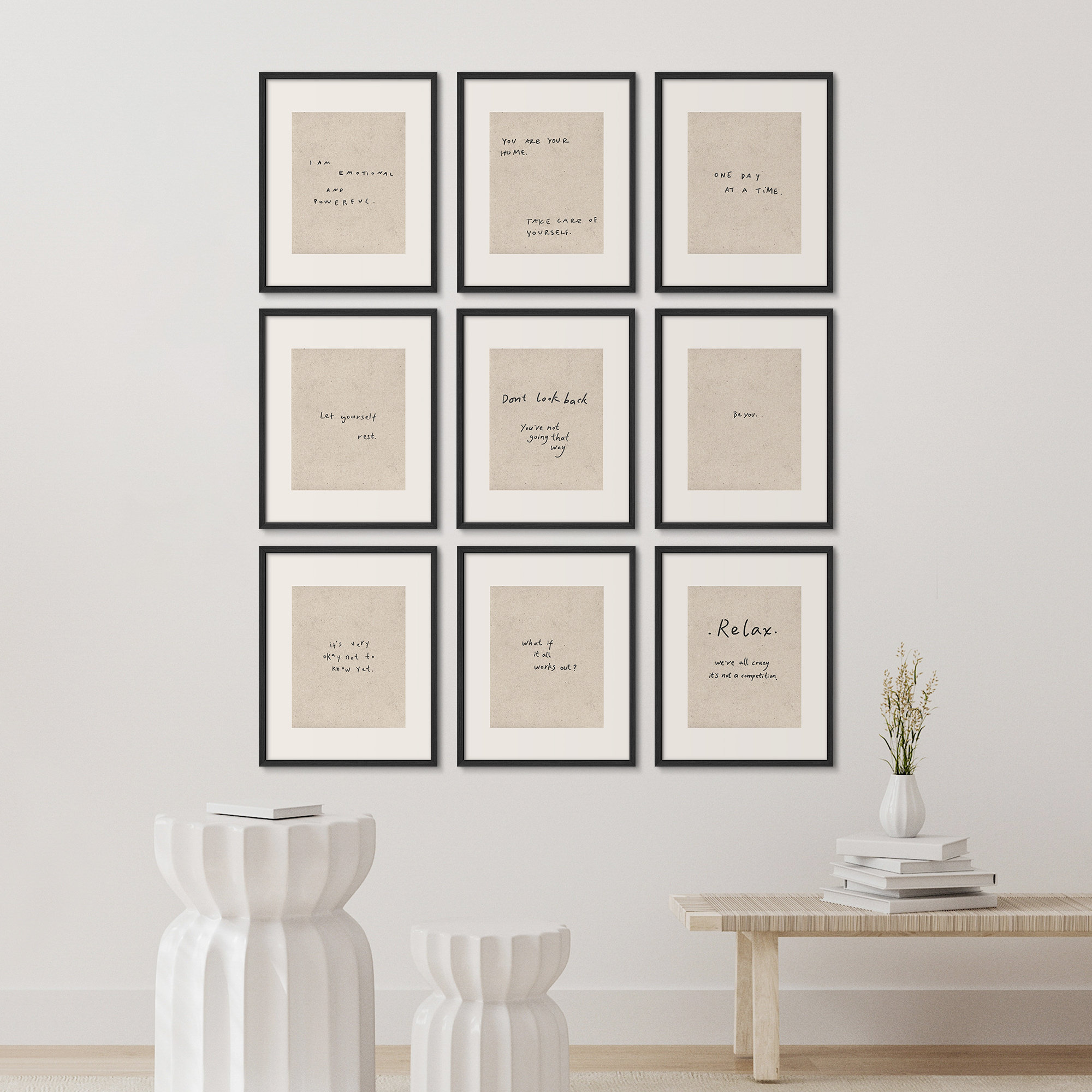 SIGNLEADER 9-Piece Framed Inspirational Quote Wall Art Set – Minimalist ...