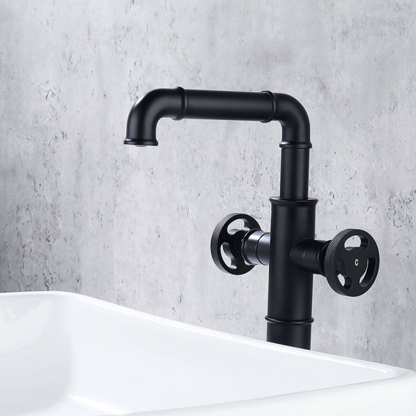 MODLAND roind Industrial Style Round Handle Vessel Sink Bathroom Faucet ...