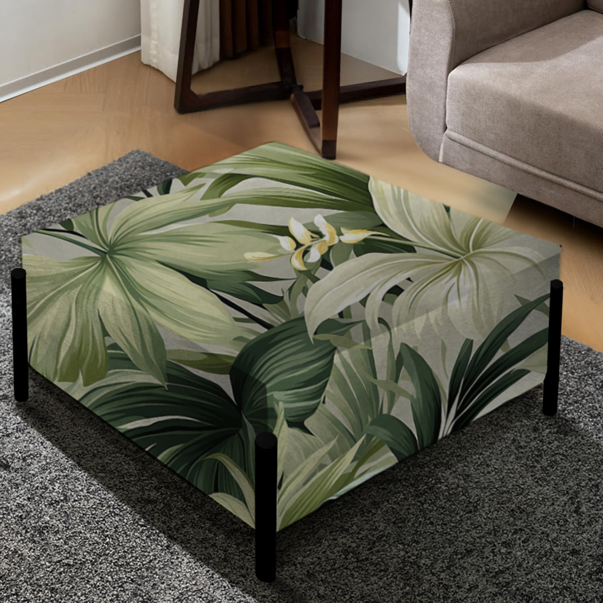 Design Art Neutral Tropics Tropical Pattern - Tropical Large Square ...